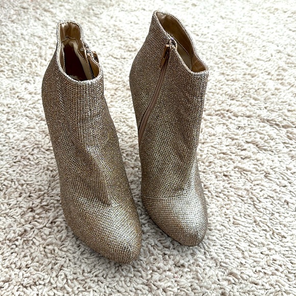 Shoes | Glistening Gold With Shiny Gold Thin Heel Ankle Booties From ...